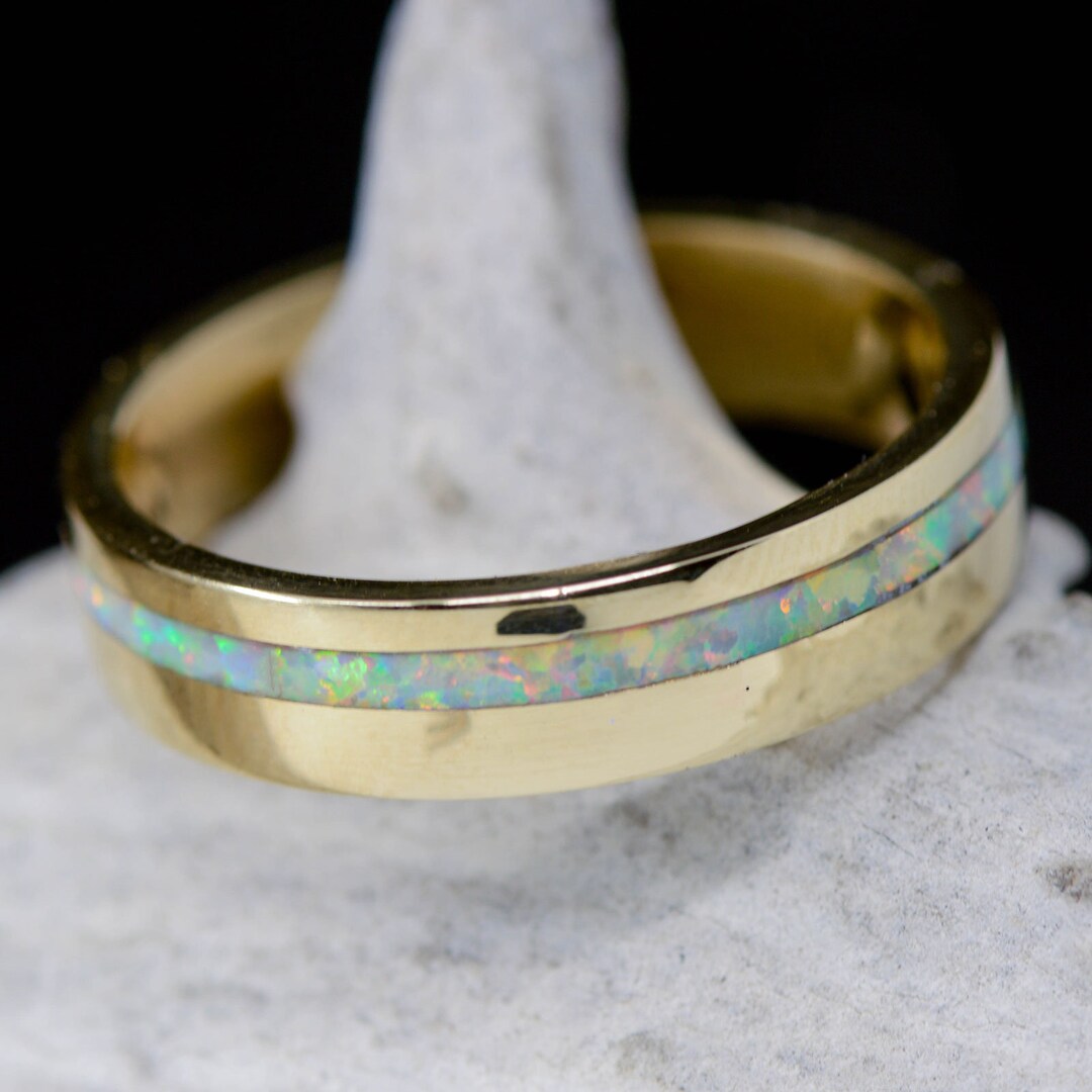 Metal, White Opal Inlay - Stone Forge Studios - Etsy