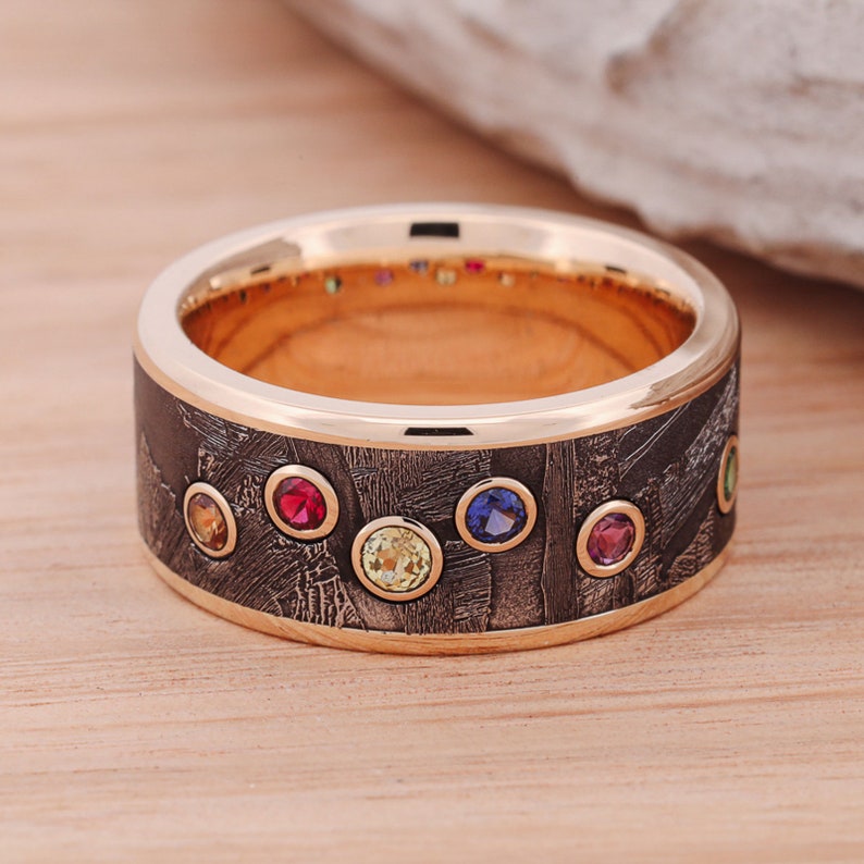 Infinity Ring, Meteorite, & Gemstones - Stone Forge Studios - Etsy