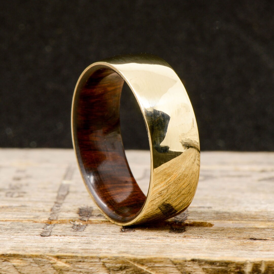 Gold With Desert Ironwood Inlay - Stone Forge Studios - Etsy