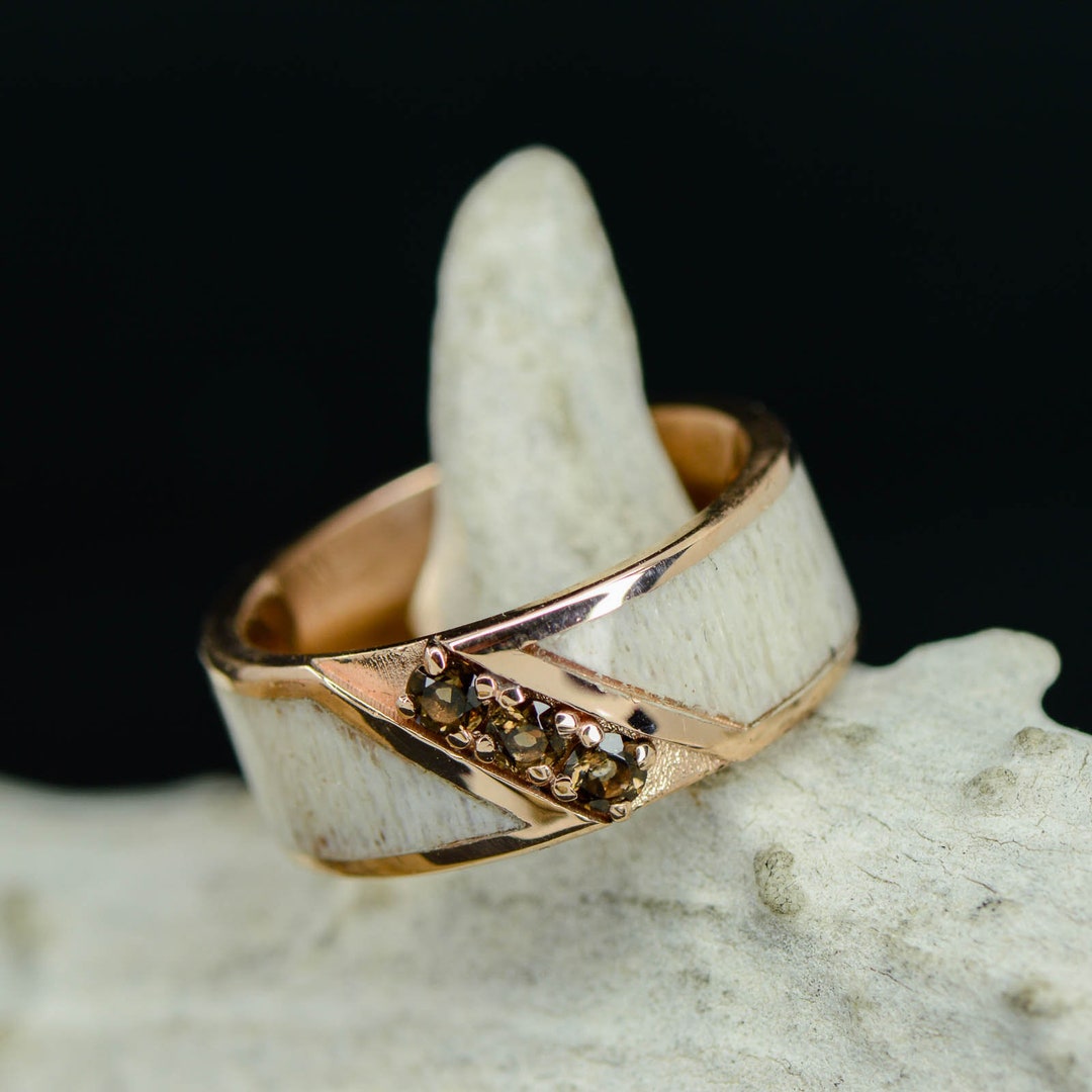 Antler Channel Ring With Smokey Quartz Stone Settings - Stone Forge ...