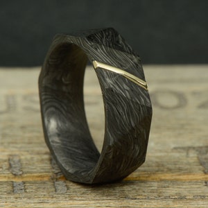 Facet Cut Forged Carbon Fiber & Yellow Gold - Stone Forge Studios - Etsy
