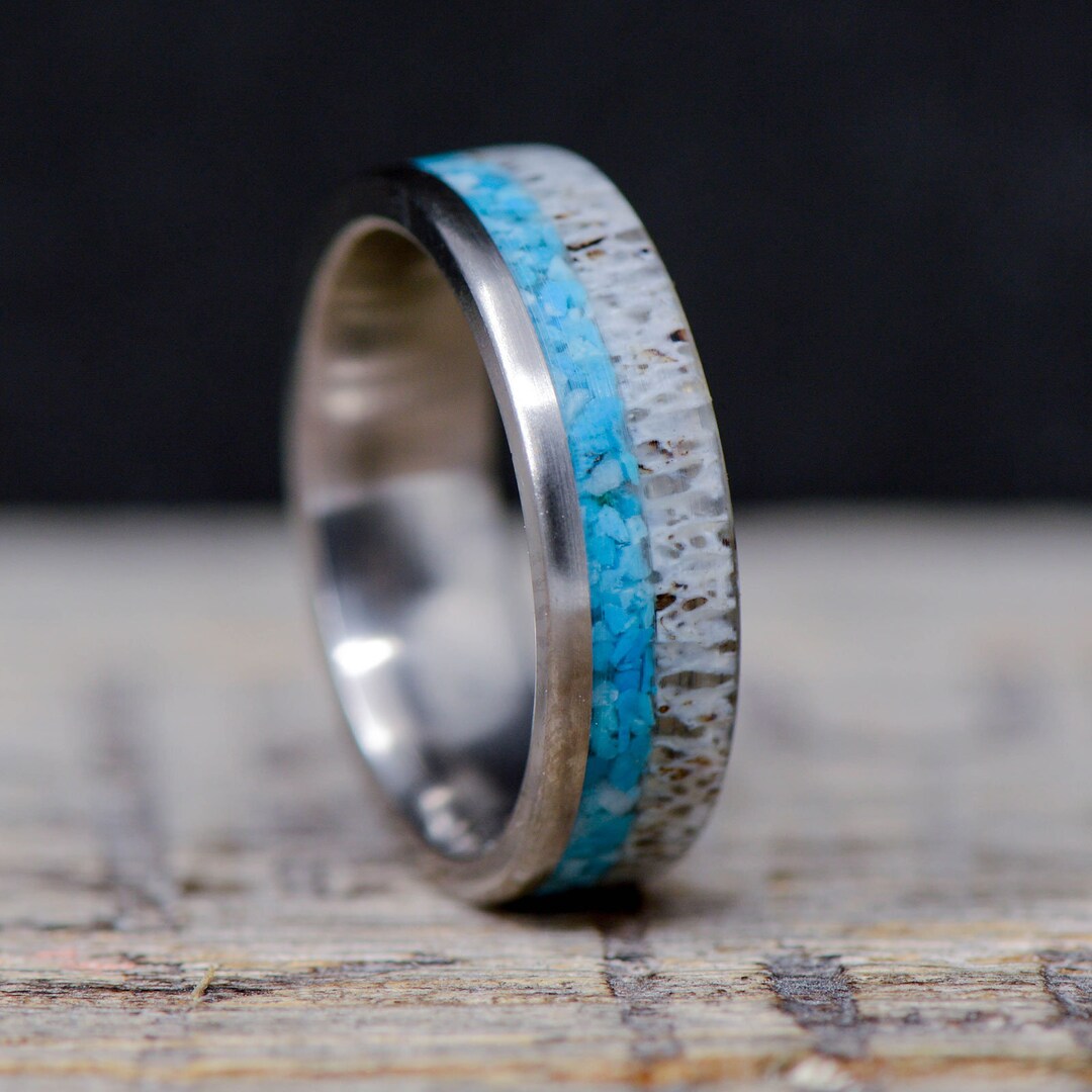 Antler, Turquoise, and Metal Line - Stone Forge Studios - Etsy
