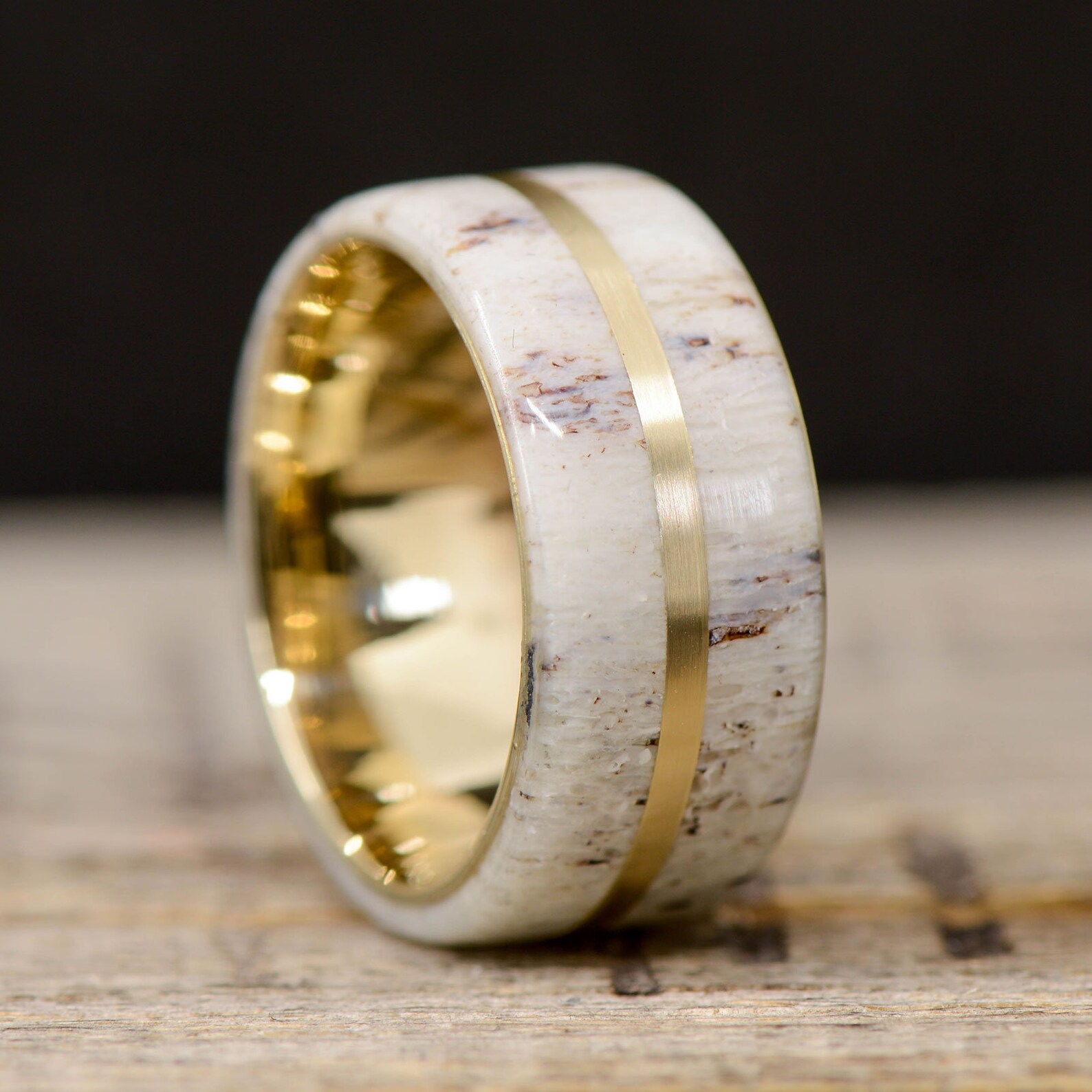 Men's Ring: Elk Antler Yellow Gold Stone Forge Studios - Etsy