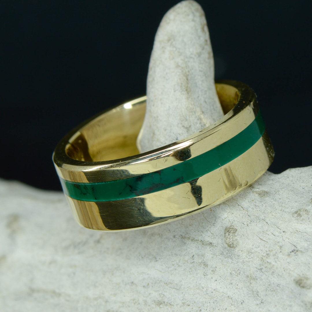 Gold With Imperial Jade Inlay - Stone Forge Studios - Etsy