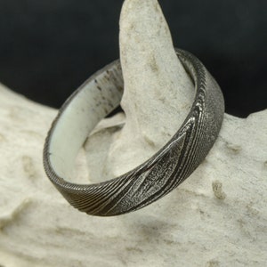 Dark Damascus Steel, Elk Antler Inlay - Stone Forge Studios - Etsy