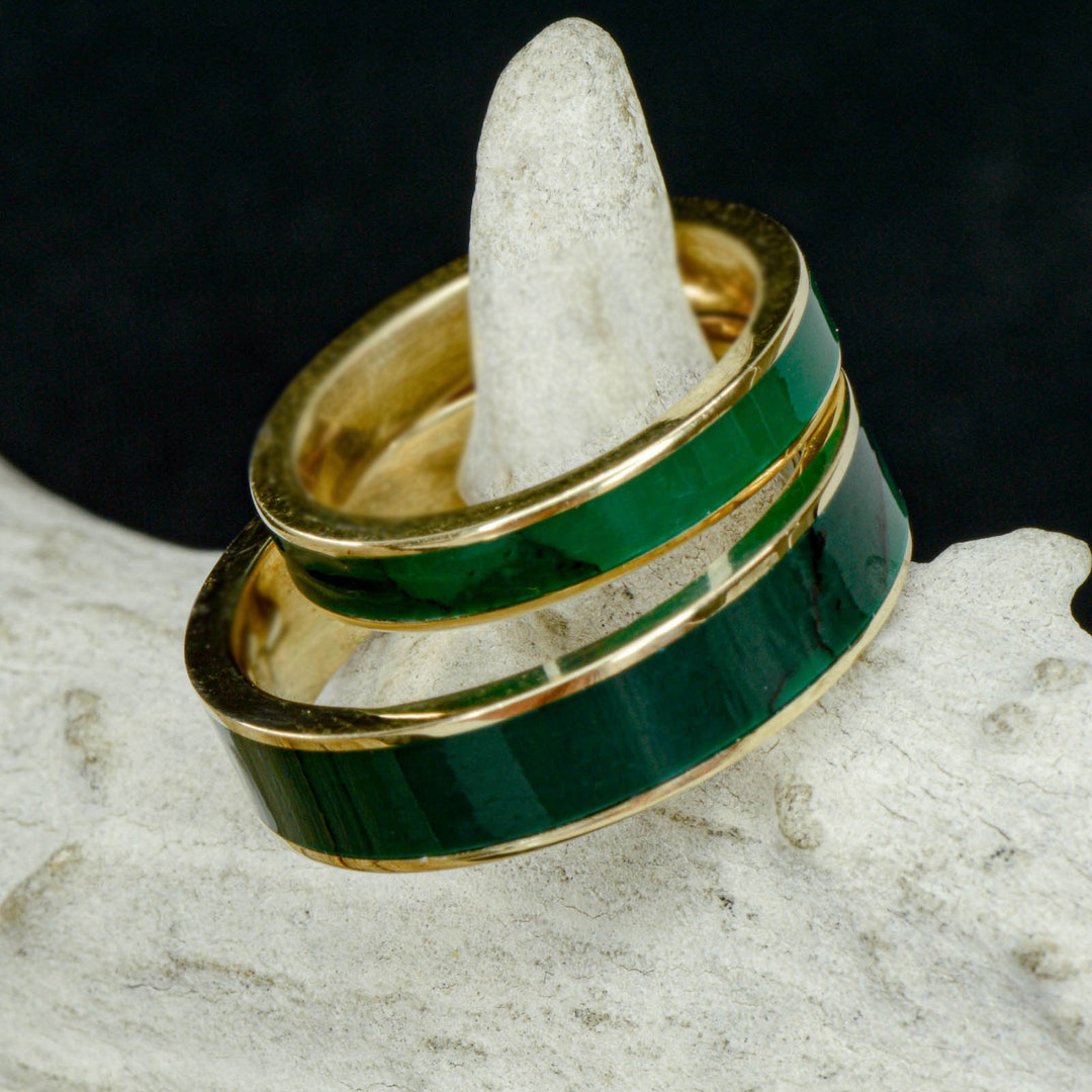 Yellow Gold & Imperial Jade Channel - Stone Forge Studios - Etsy