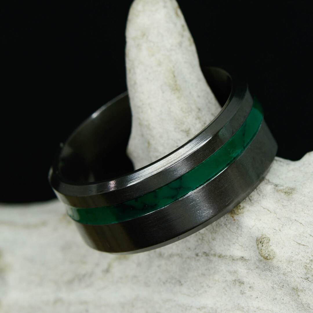 Black Zirconium With Imperial Jade Inlay - Stone Forge Studios - Etsy