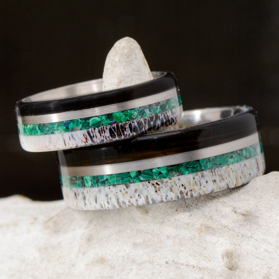 Buffalo Tusk, Metal, Malachite, Antler - Stone Forge Studios - Etsy