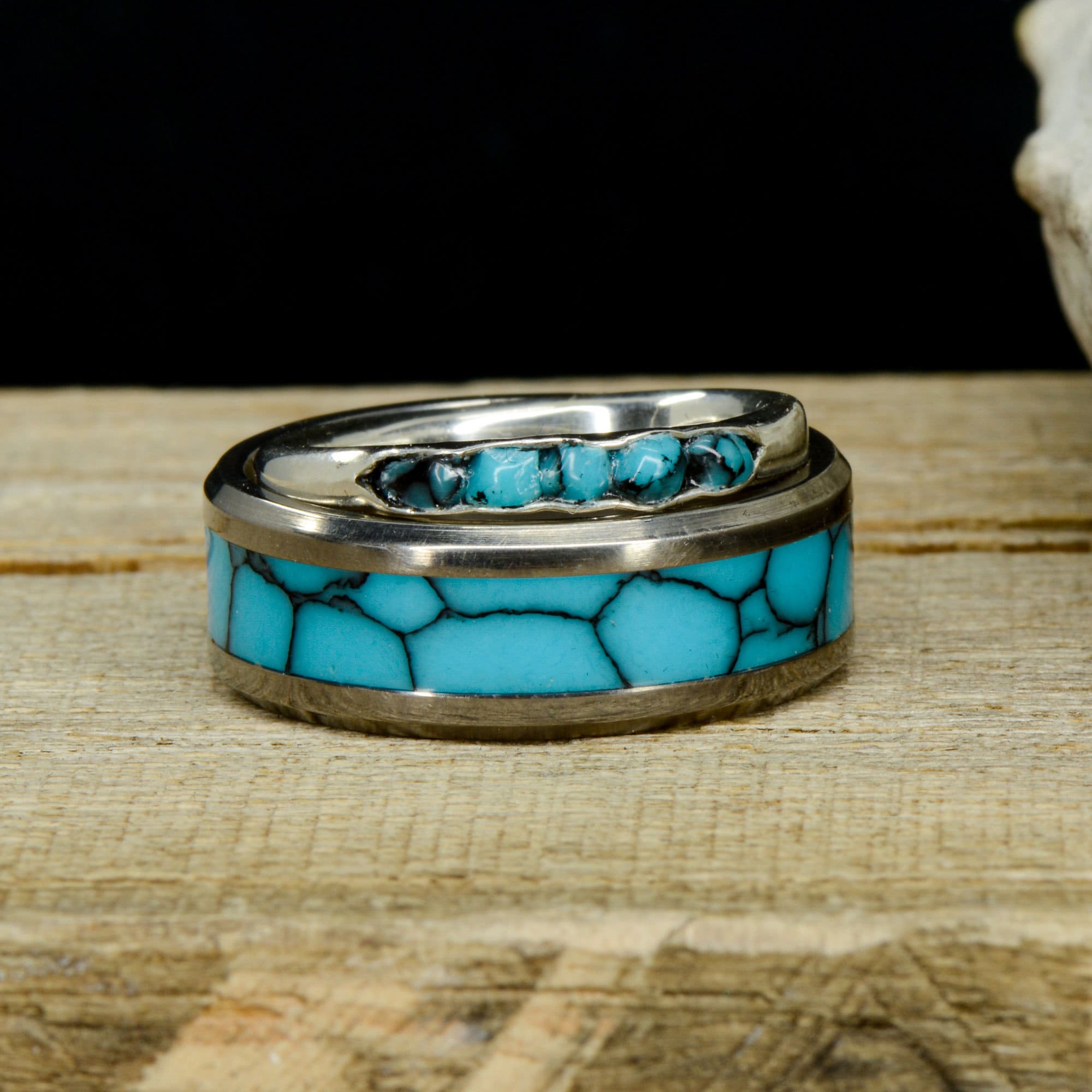 Rough Cut Turquoise & Turquoise Channel Ring - Stone Forge Studios - Etsy