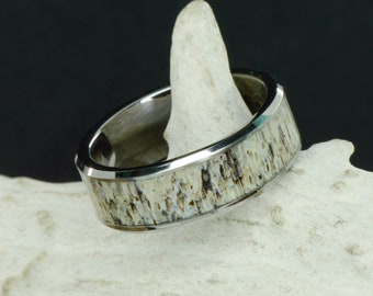 Men's Ring: Antler Rosewood Inlay Stone Forge Studios | Etsy