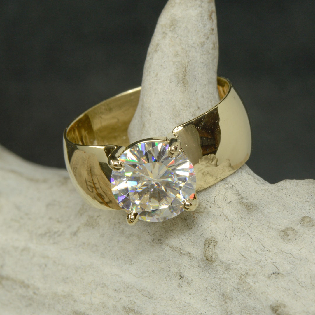 Wide Moissanite Solitaire - Stone Forge Studios - Etsy