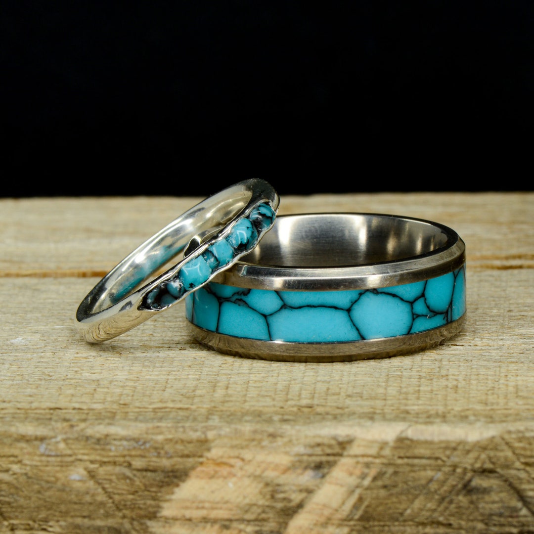 Rough Cut Turquoise & Turquoise Channel Ring - Stone Forge Studios - Etsy