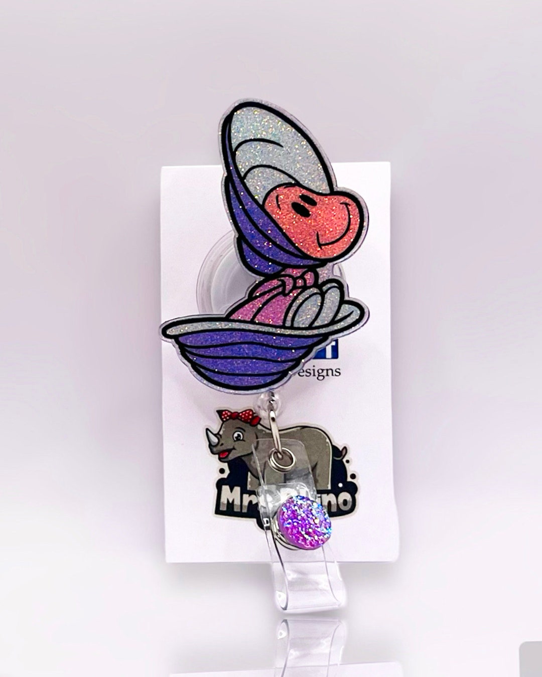 Oyster Clam Alice in Wonderland Retractable ID Badge Reel Nurse Teacher ...
