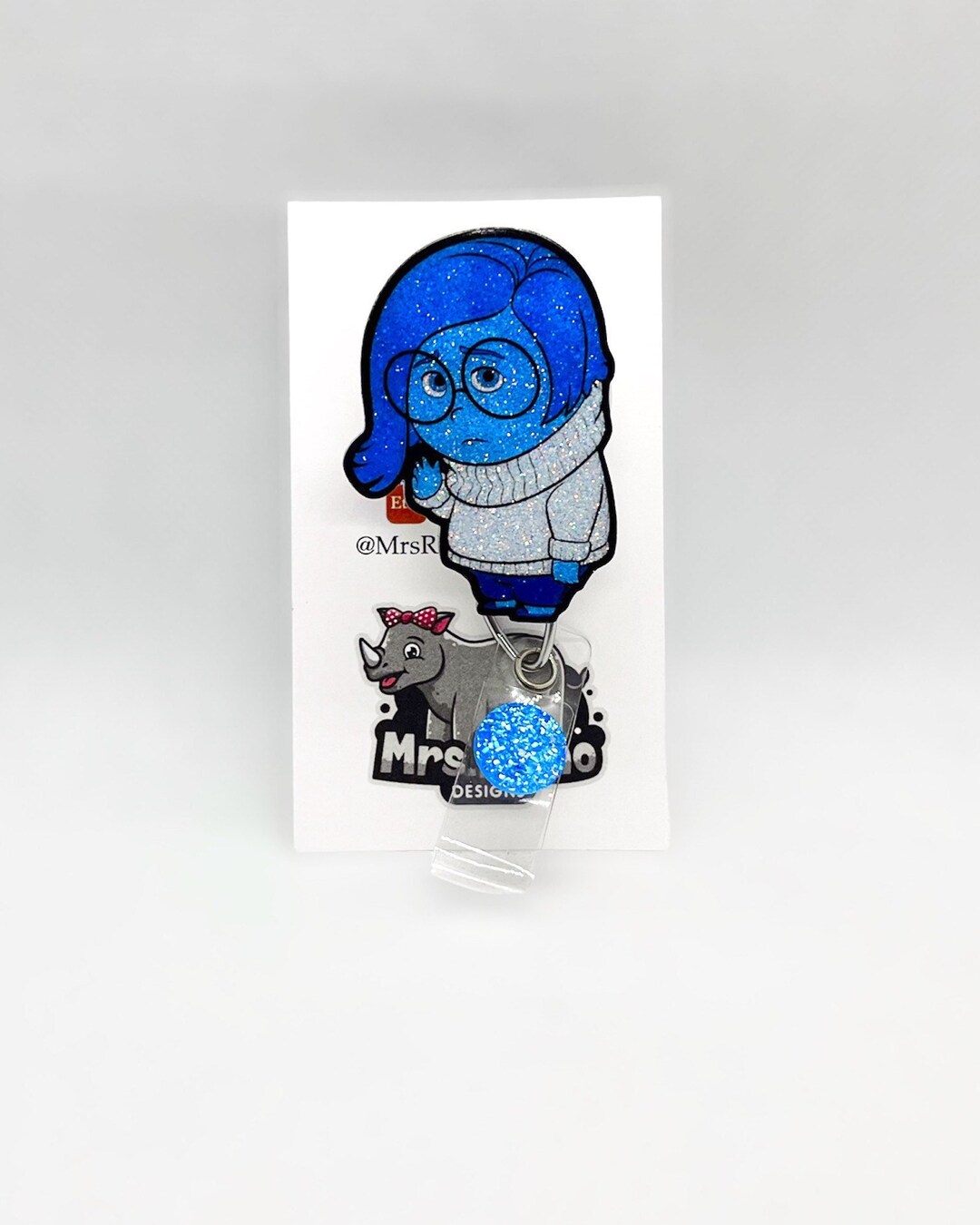 Sadness Emotion Inside Out Retractable ID Badge Reel Nurse Teacher ...