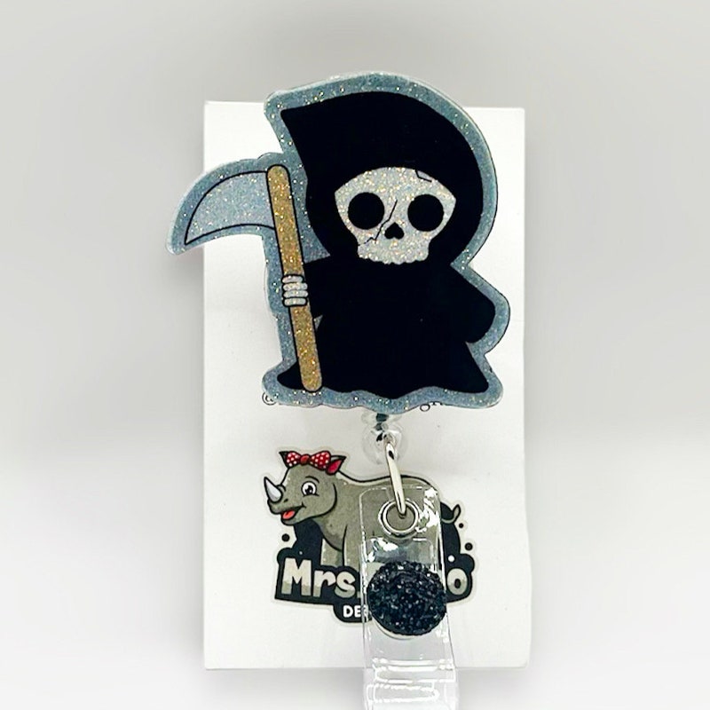 Grim Reaper Cute Badge Reel - Etsy