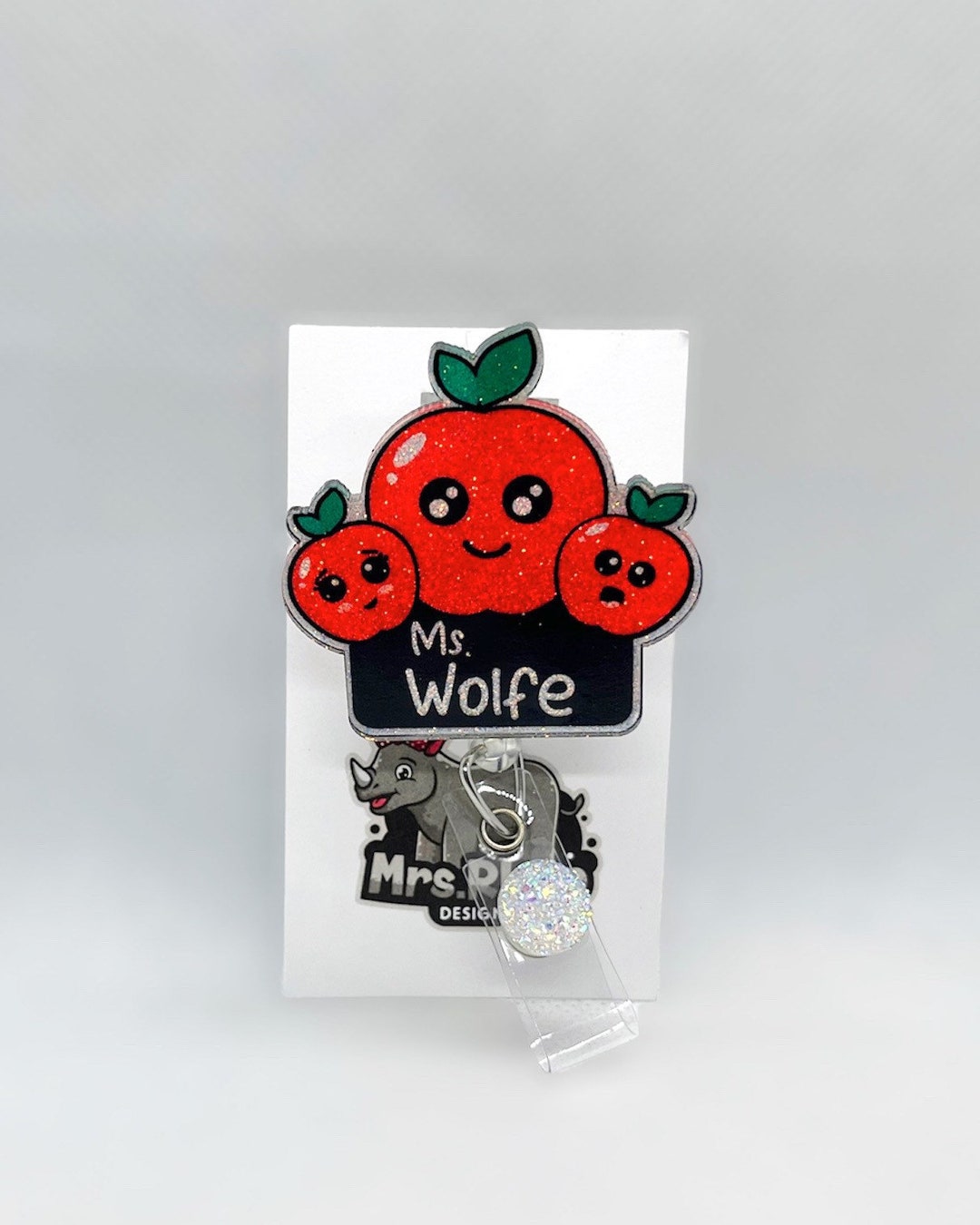 Triple Apple Name Tag Retractable ID Badge Reel Nurse Teacher Badge ...
