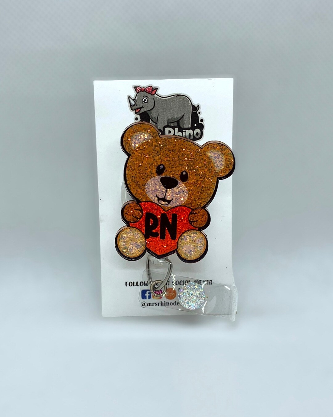 Personalized Teddy Bear Retractable Badge Reel, Valentine’s Day ID ...