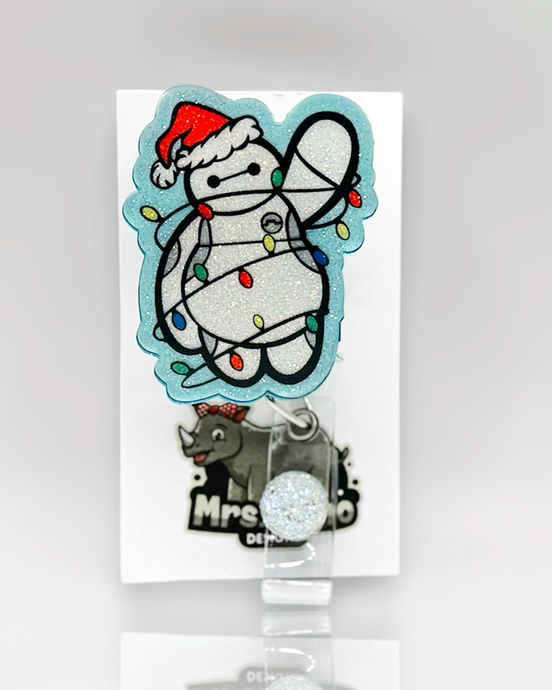 Baymax Tangled in Christmas Lights Handmade Retractable ID Badge Reel ...