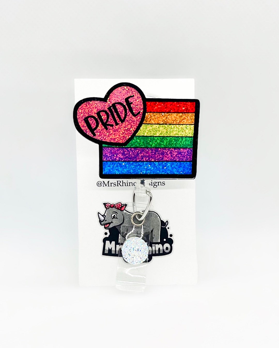 Pride Heart Flag Love LGBT Rainbow Retractable Badge Reel, ID Holder ...