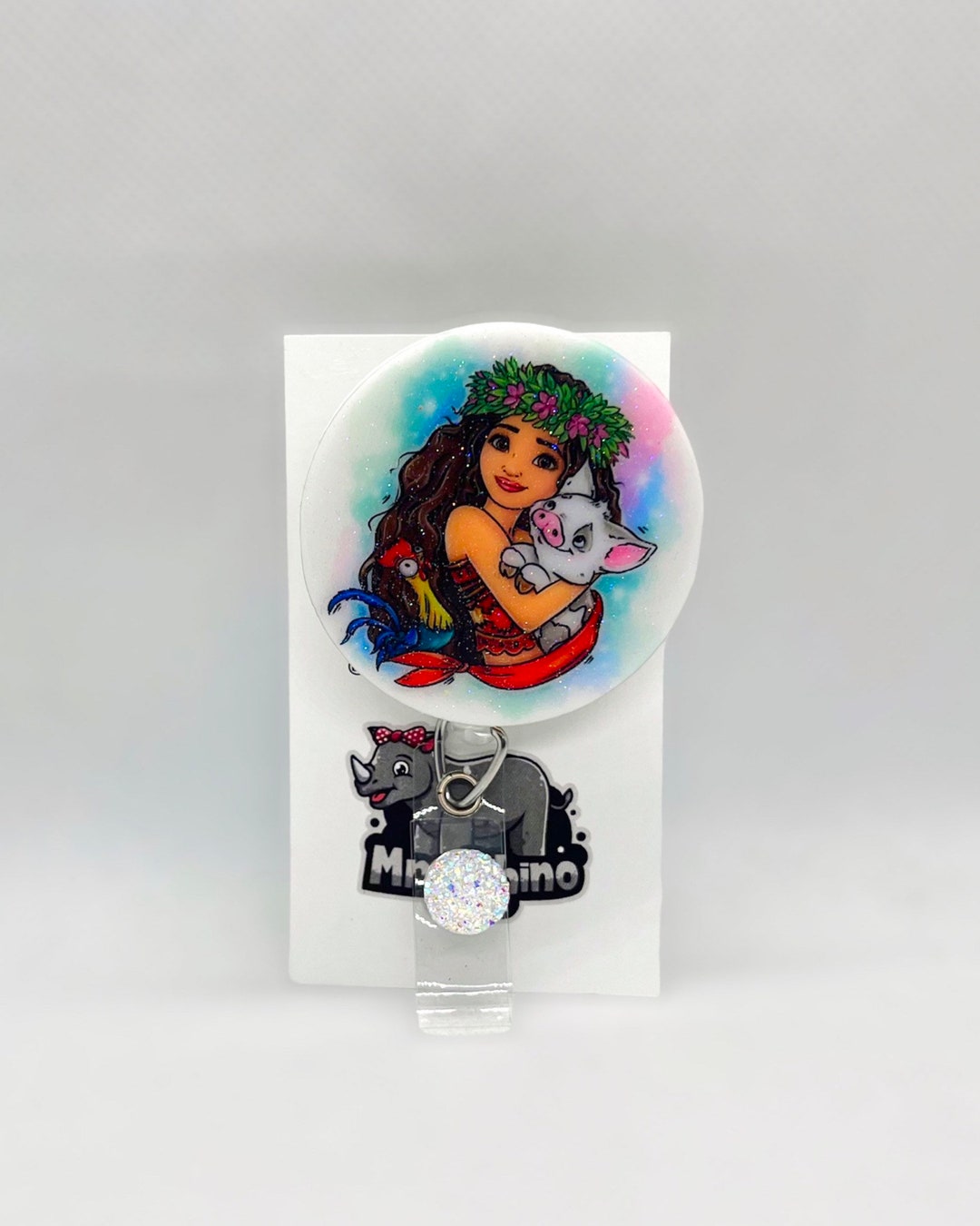 Moana Pua Hei Hei Badge Reel: Circle Acrylic Nurse Teacher ID - Etsy