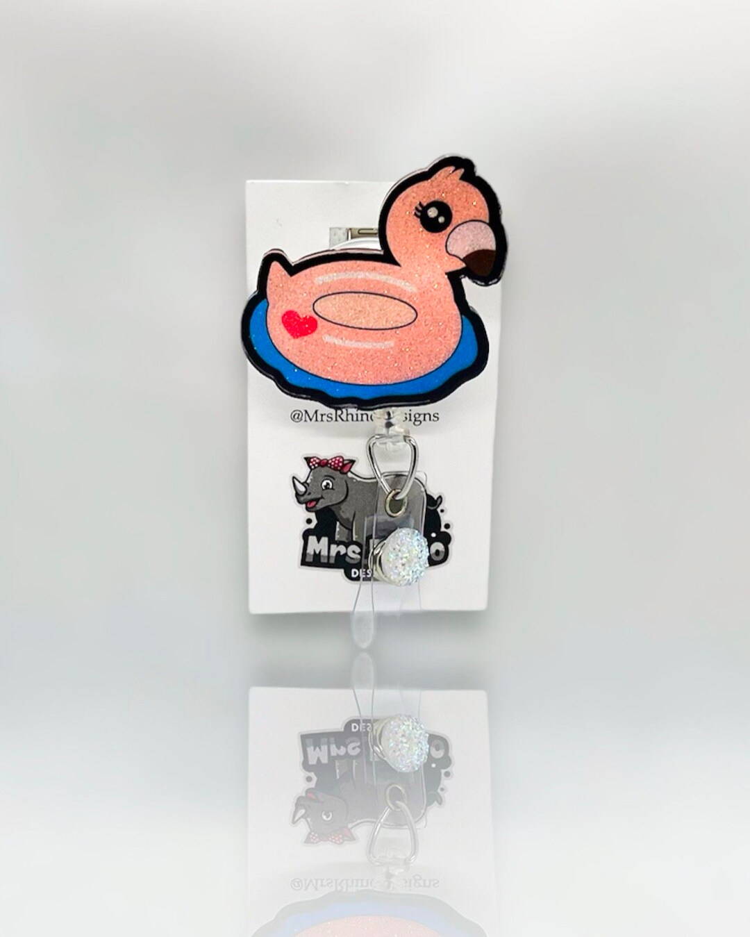 Flamingo Pool Float Retractable Badge Reel: Nurse Teacher ID - Etsy