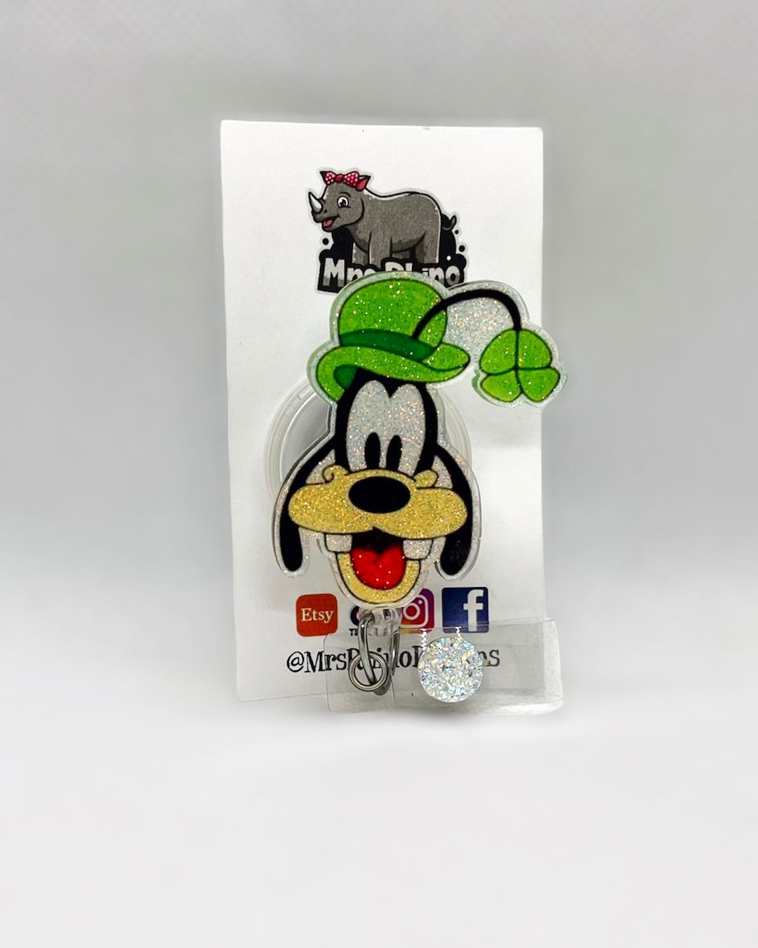 Goofy Lucky Dog Clover Retractable Badge Reel, ID Holder, Saint ...