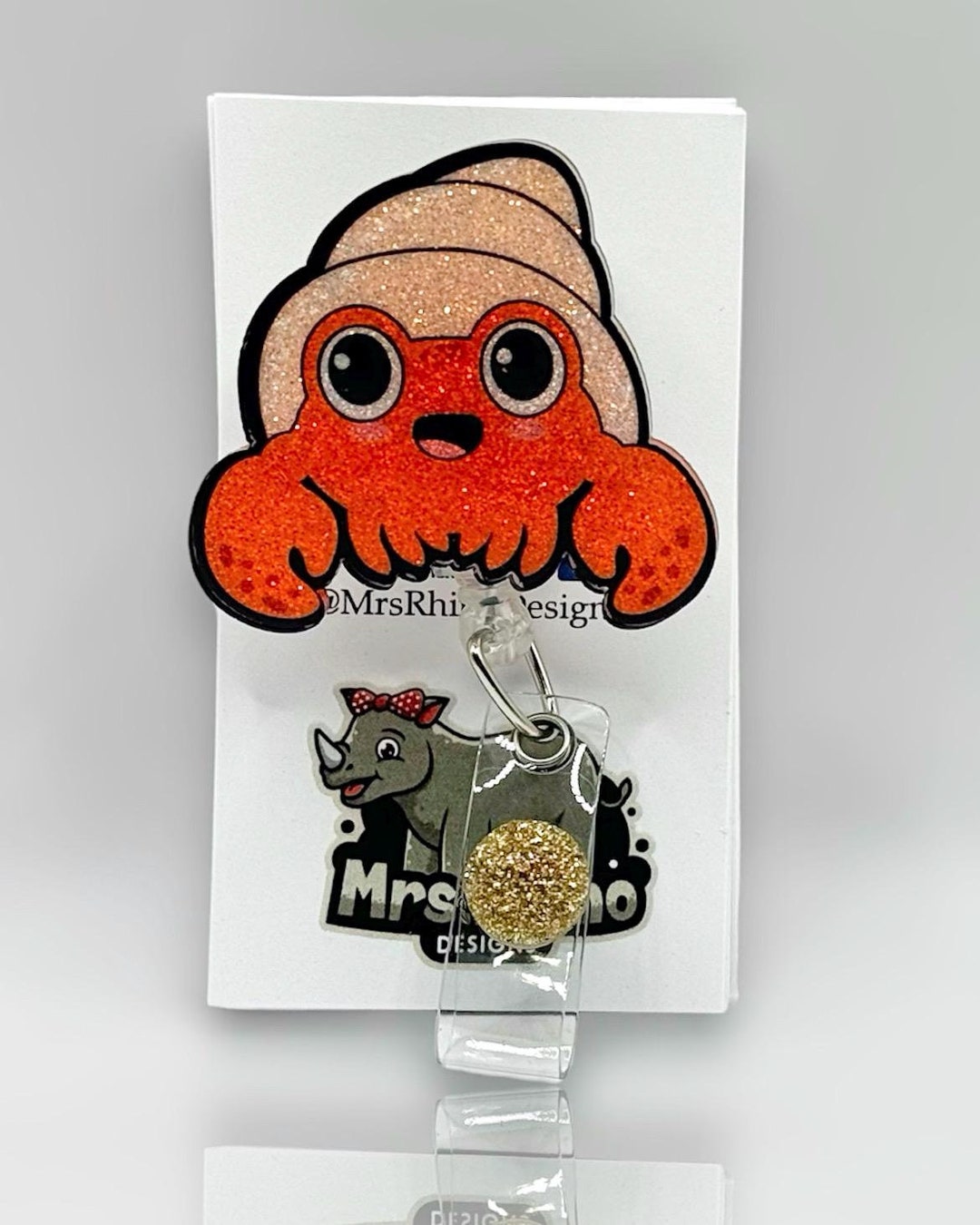 Hermit Crab Handmade Retractable ID Badge Reel Nurse Teacher Badge Reel ...