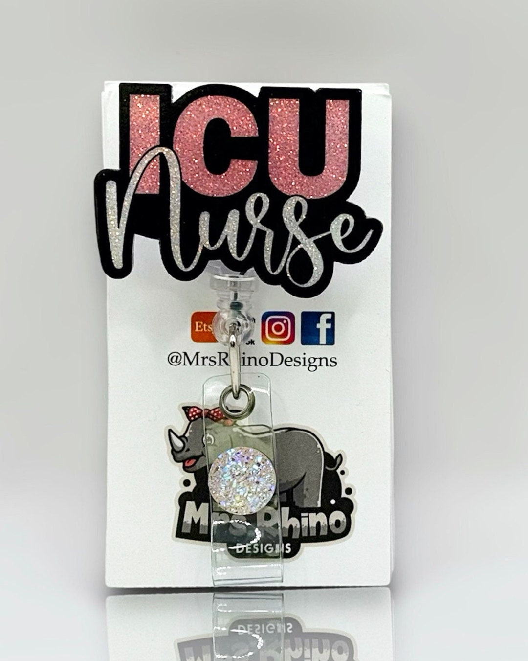 ICU Nurse Handmade Retractable ID Badge Reel Nurse Teacher Badge Reel ...