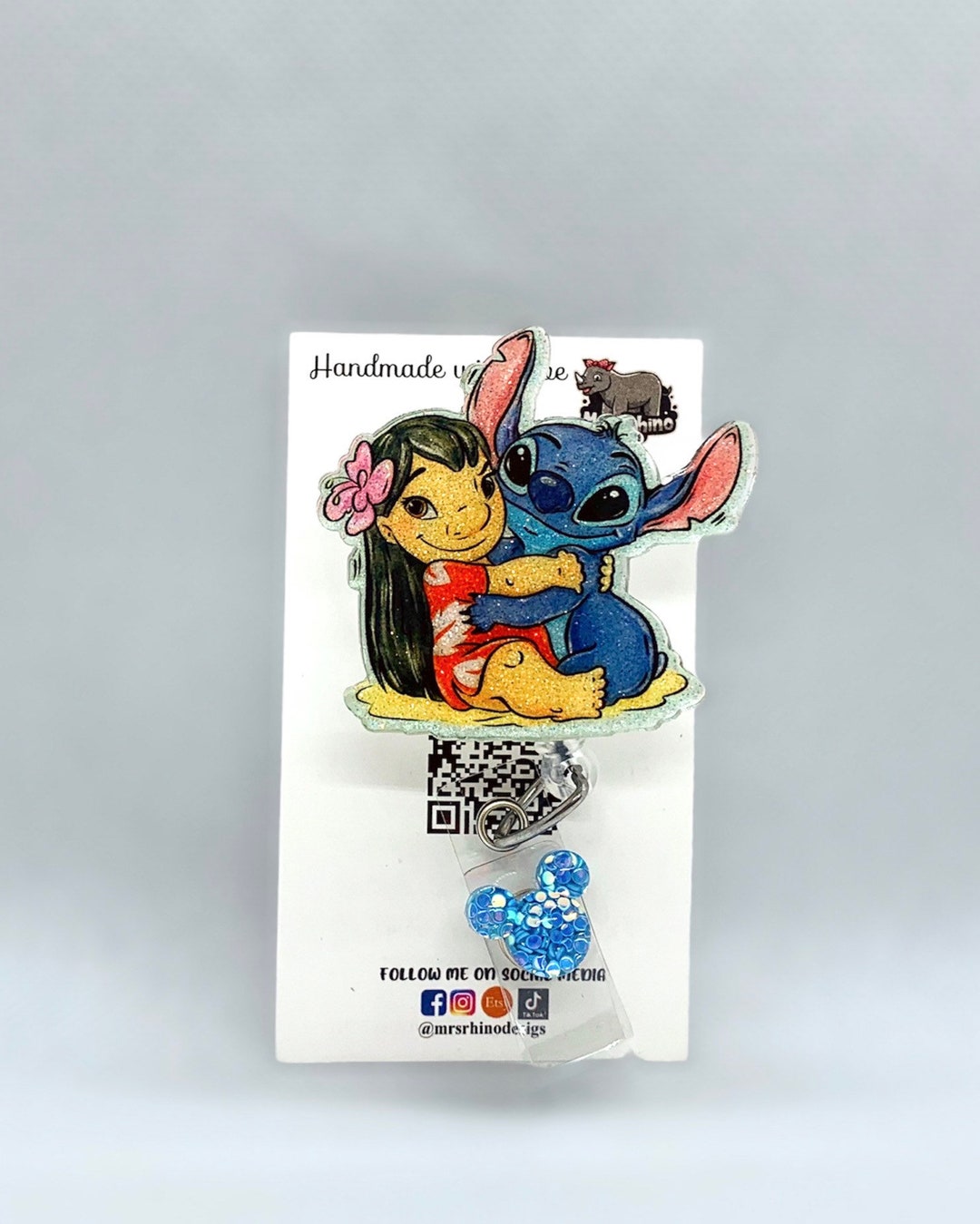 Lilo and Stitch Hugging Retractable Badge Reel: Nurse Teacher ID - Etsy