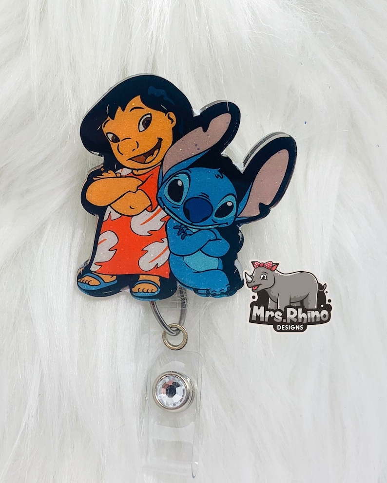 Lilo and Stitch Disney Badge Reel Glitter Badge Reel ID - Etsy