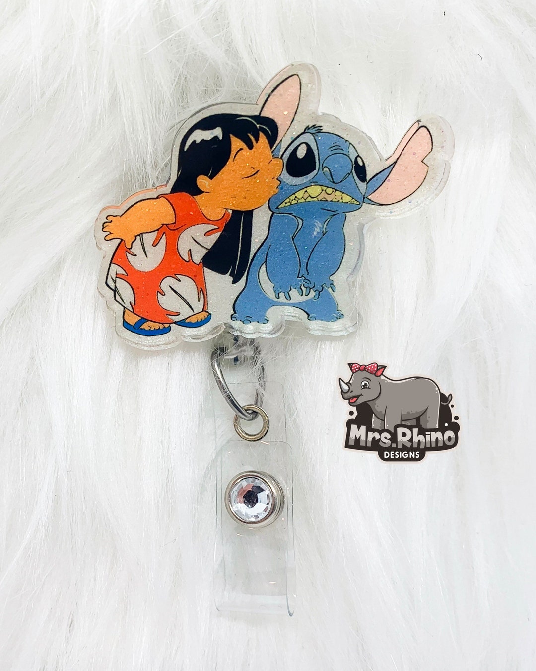Lilo and Stitch Kiss Disney Badge Reel, Glitter Badge Reel, ID Badge ...