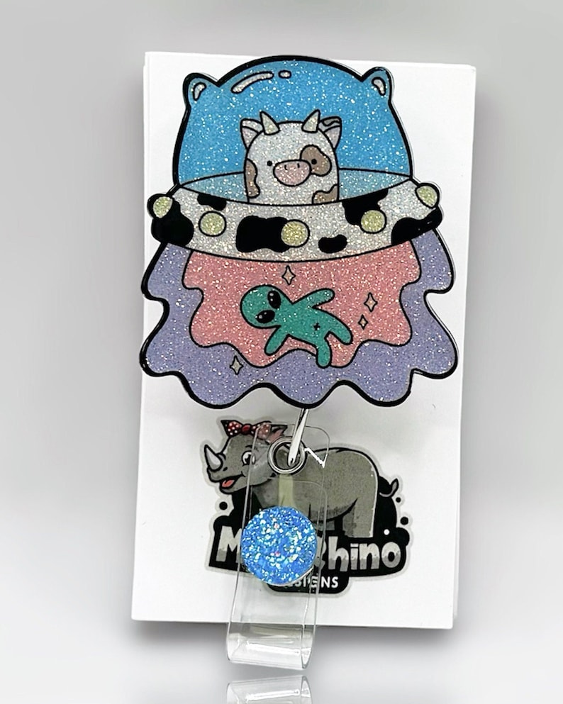 Cow Spaceship Alien Retractable ID Badge Reel: Nurse Teacher Badge - Etsy
