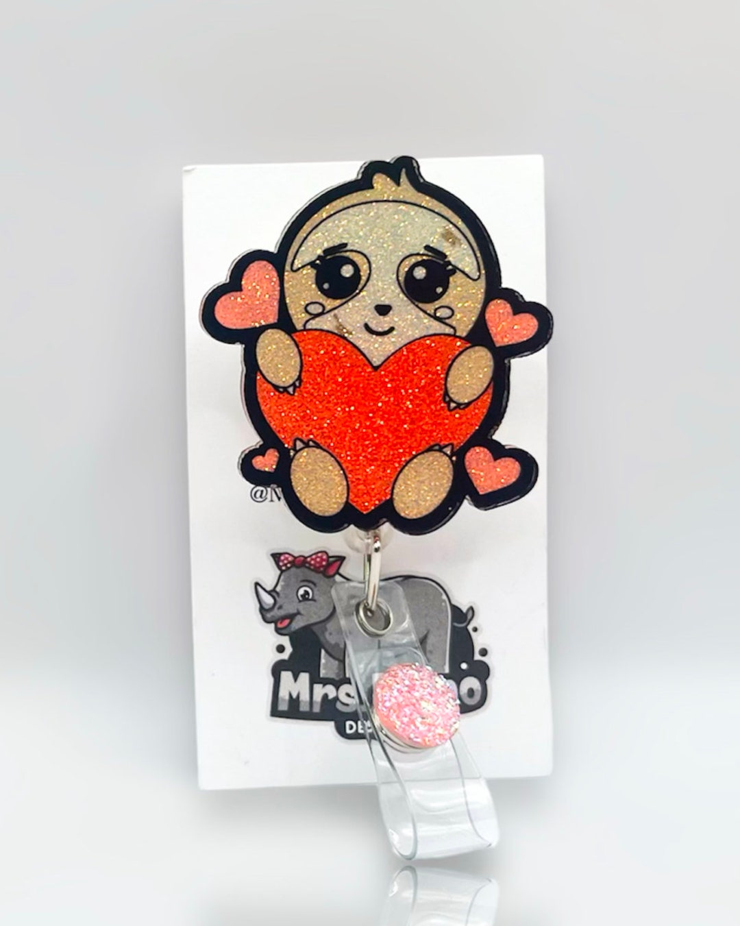 Sloth Holding Heart Retractable ID Badge Reel - Etsy