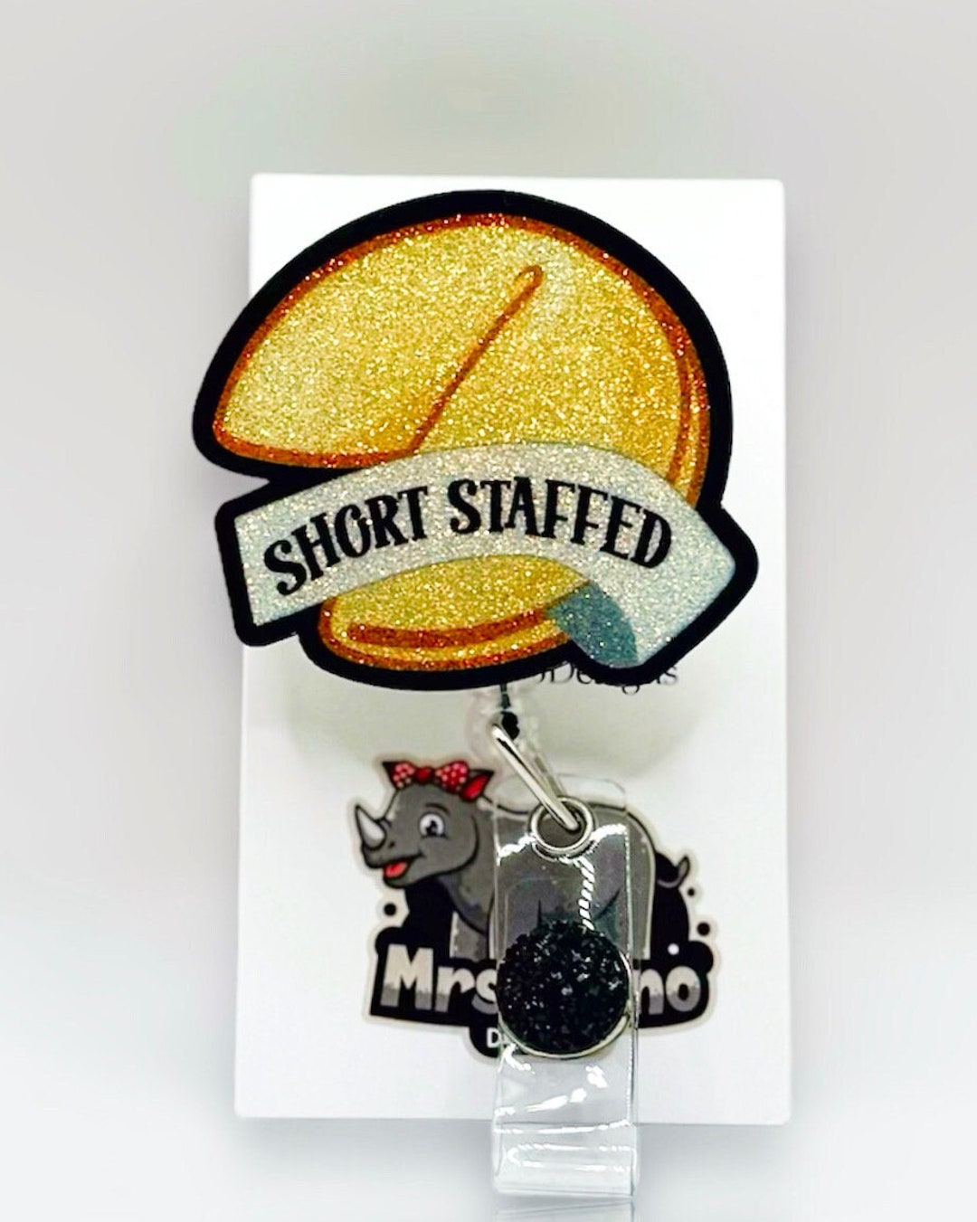 Fortune Cookie Short Staffed Handmade Retractable ID Badge Reel Nurse ...