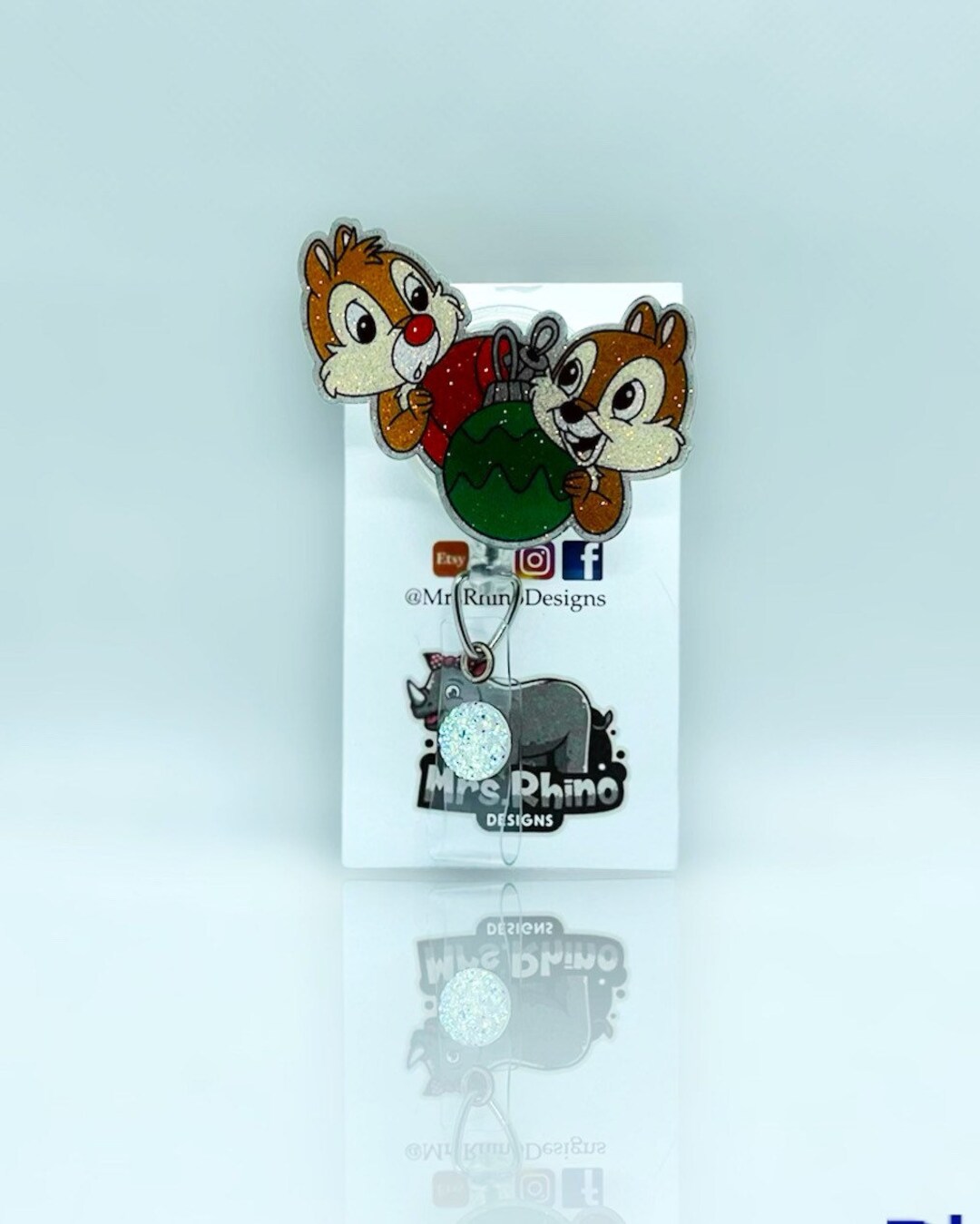 Chip Dale Holding Christmas Sphere Retractable ID Badge Reel - Etsy