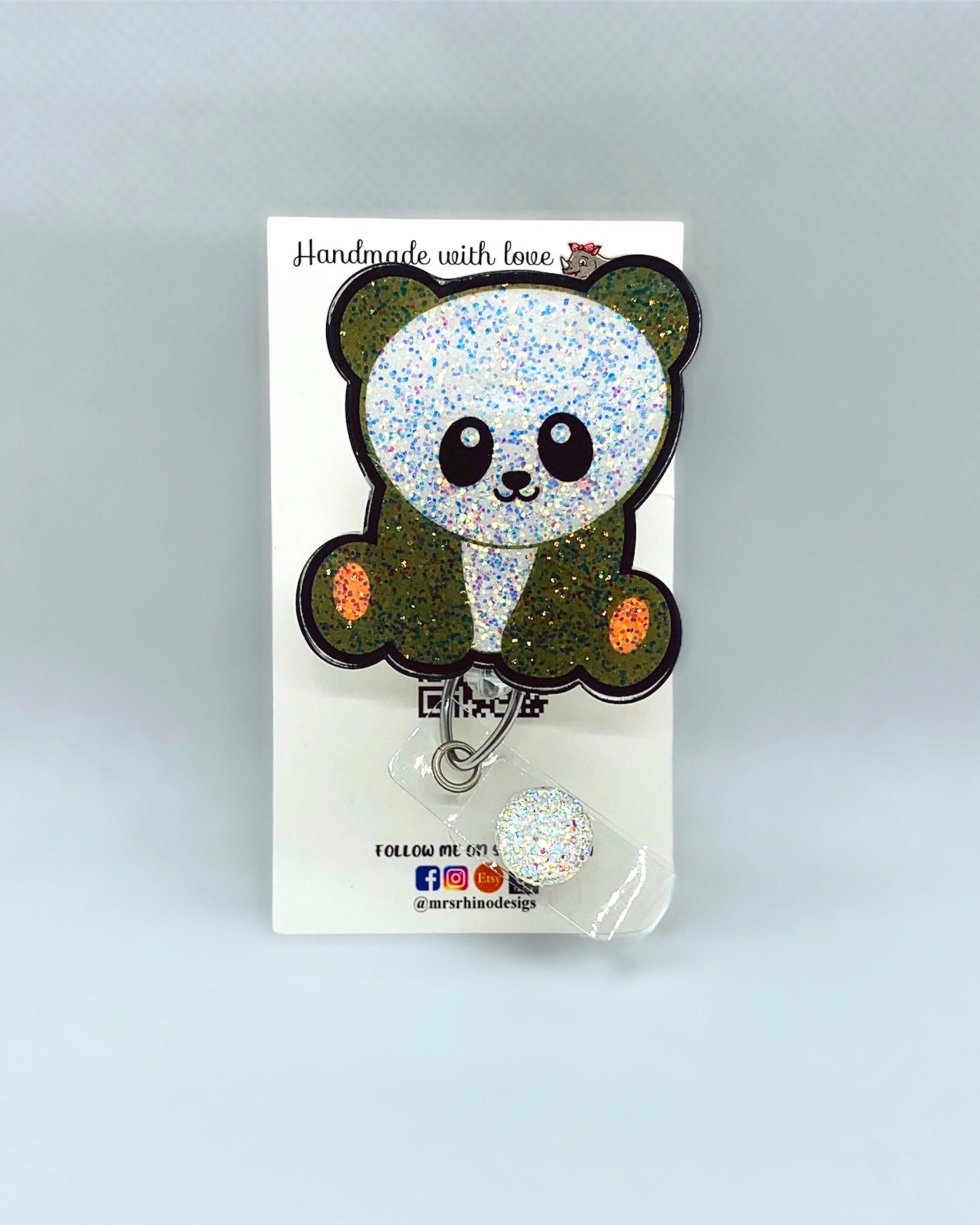 Sitting Panda Retractable ID Badge Reel Nurse Teacher Badge | Etsy