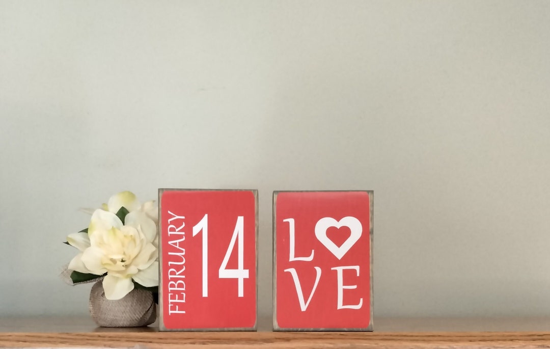 Valentine's Day Decor | February 14 Sign | Love With Heart Sign | Shelf ...
