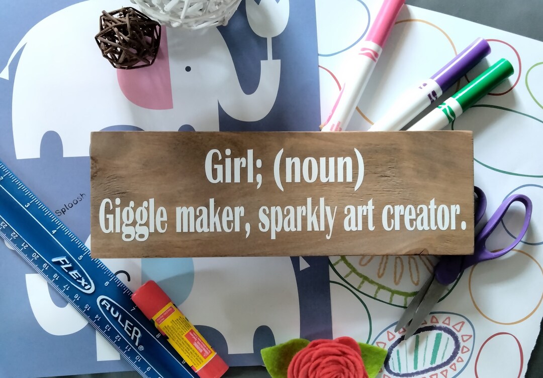 Girl Noun Sign Giggle Maker Sparkly Art Creator Girls Decor Girl Room ...