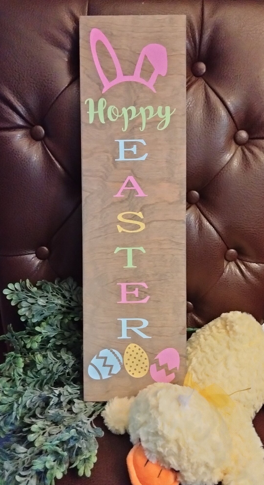Hoppy Easter Sign | Easter Decor | Bunny Ears | Colorful Easter Sign - Etsy