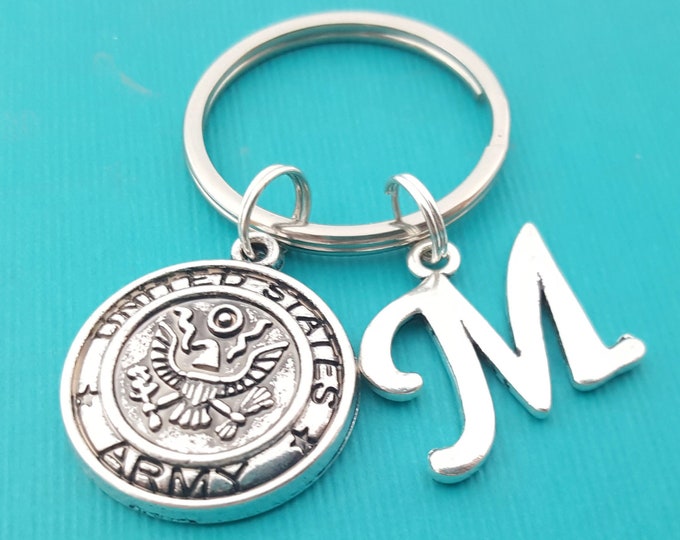 Army Keychain Personalized Initial Keychain Custom Key | Etsy