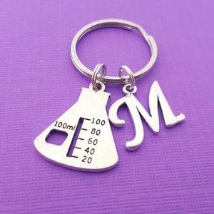 Beaker Keychain - Chemistry Charm - Personalized Key Chain - Initial ...