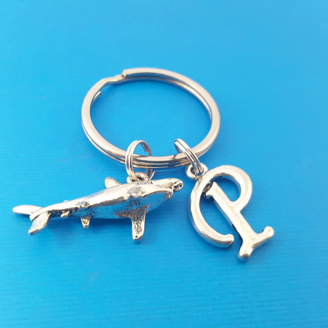 Shark Key Chain - Shark - Personalized Initial Keychain - Custom Key ...