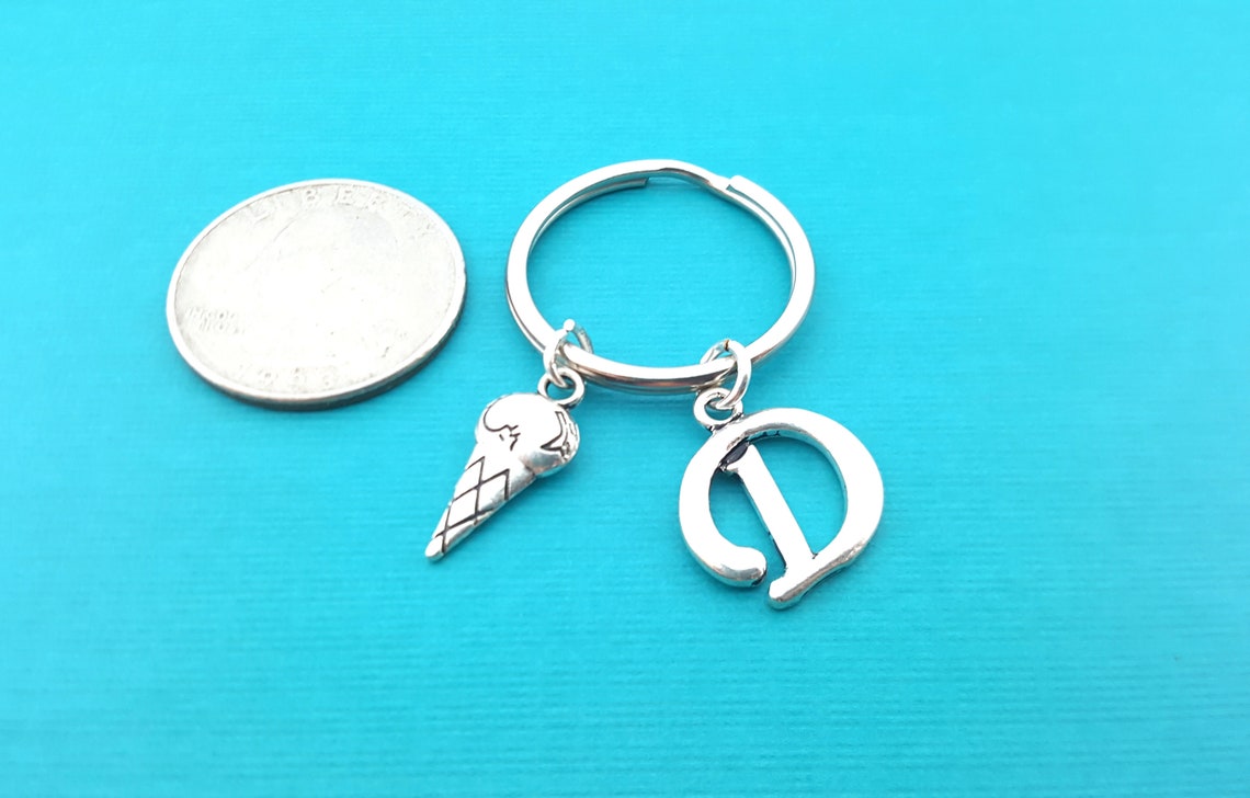 Ice Cream Key Chain - Ice Cream Keychain - Personalized Initial ...