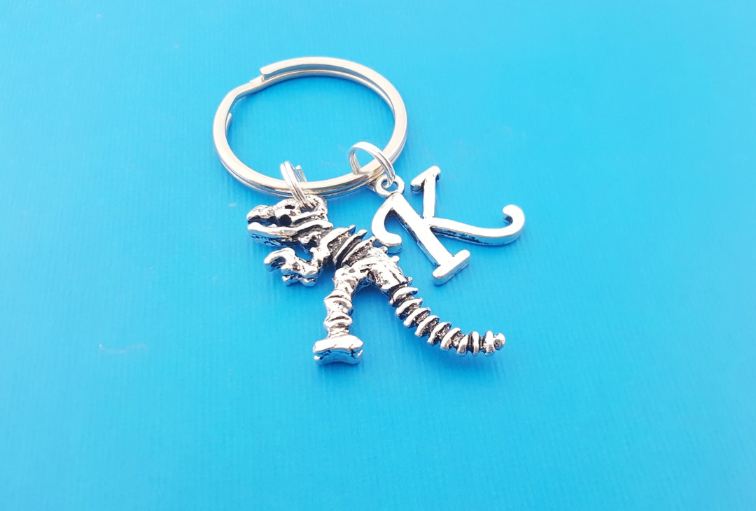 T-rex Keychain - Dinosaur - Personalized Keychain - Initial Keychain ...