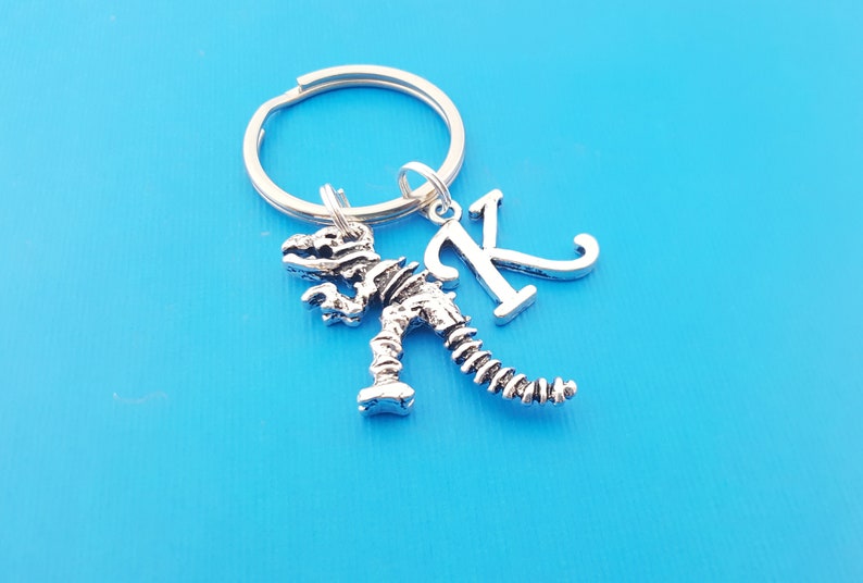 T-rex Keychain Dinosaur Personalized Keychain Initial - Etsy