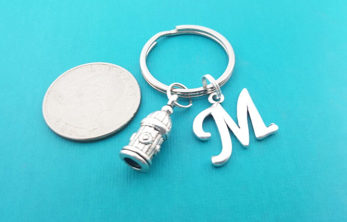 Fire Hydrant Charm Personalized Key Chain Initial Key - Etsy