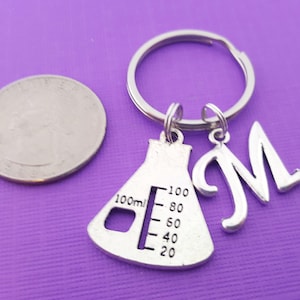 Beaker Keychain - Chemistry Charm - Personalized Key Chain - Initial ...