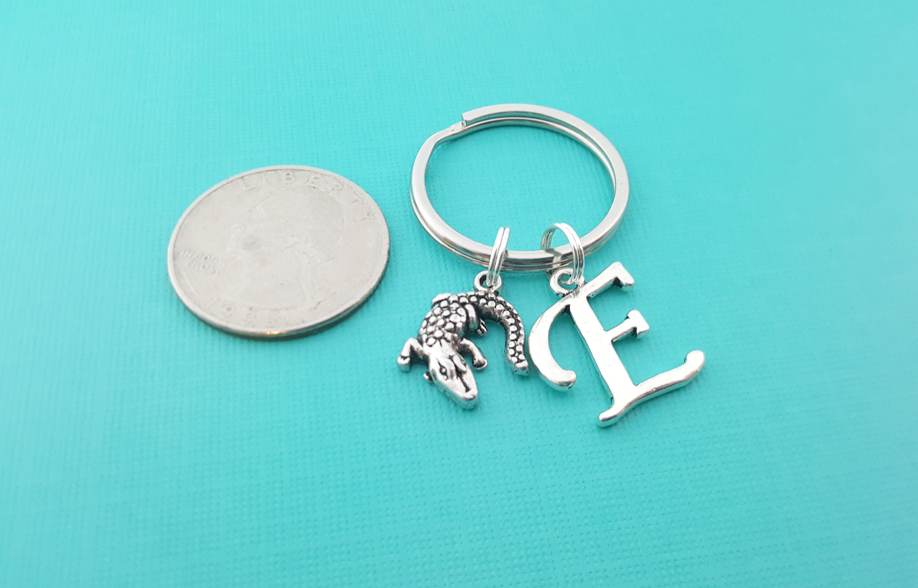 Alligator Keychain Personalized Key Chain Initial Key - Etsy