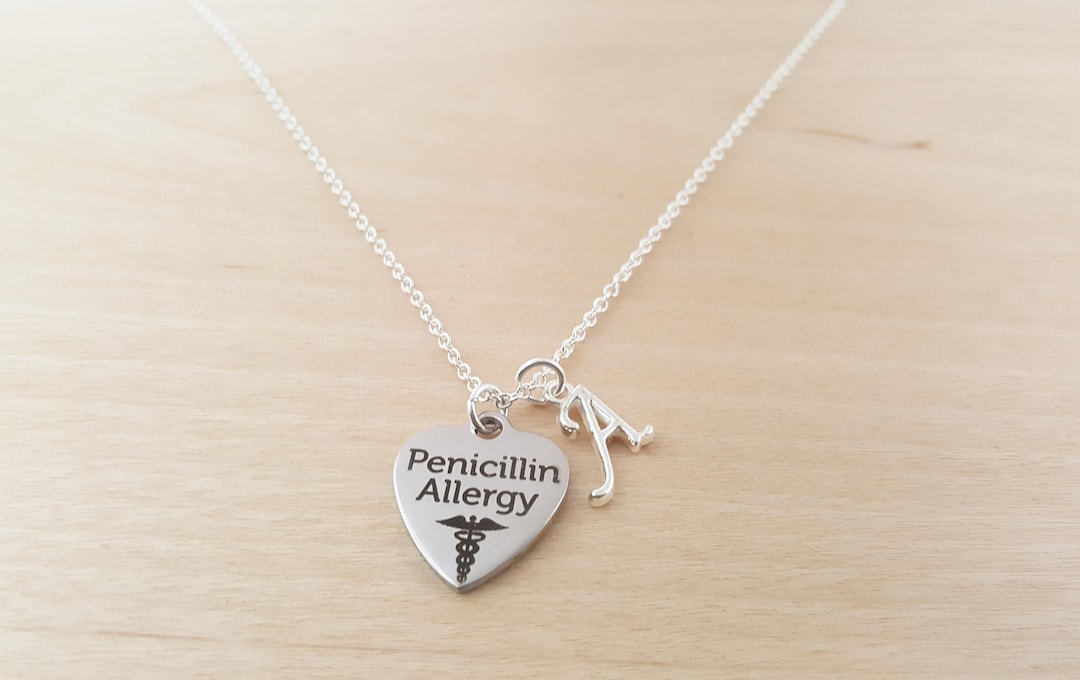 Penicillin Allergy Charm Necklace - Allergy Alert Charm - Personalized ...