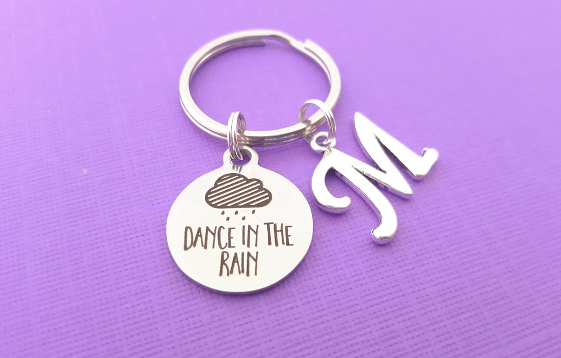 Dance in the Rain Keychain Rain Cloud Personalized Keychain - Etsy